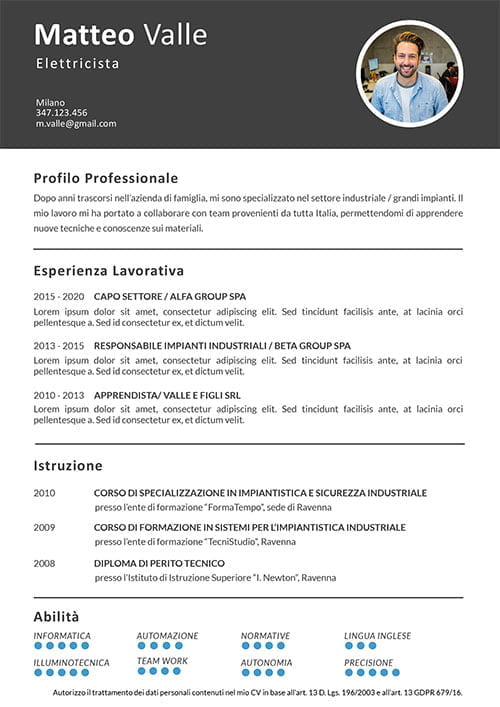 Modello curriculum da compilare BRANDON | CurriculArte.net